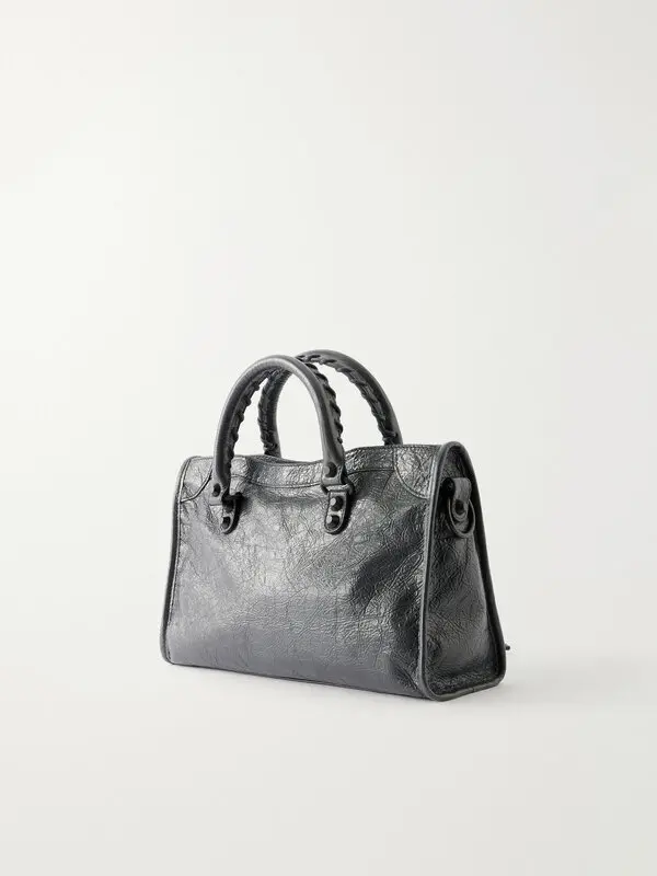 Balenciaga Le City Small Embellished Textured-leather Tote - Gray