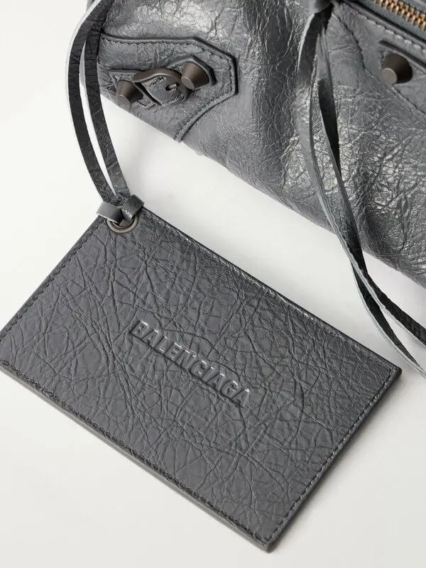 Balenciaga Le City Small Embellished Textured-leather Tote - Gray