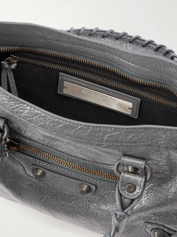 Balenciaga Le City Small Embellished Textured-leather Tote - Gray