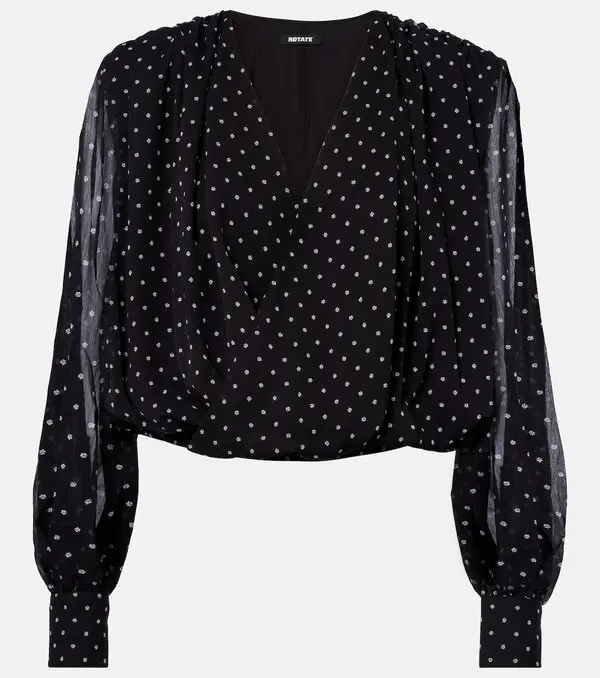 ROTATE BY BIRGER CHRISTENSEN Floral Ruched Blouse