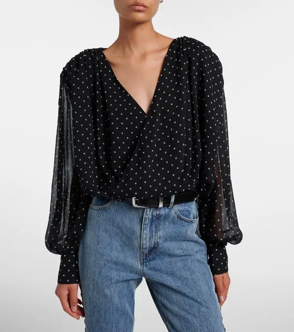 ROTATE BY BIRGER CHRISTENSEN Floral Ruched Blouse