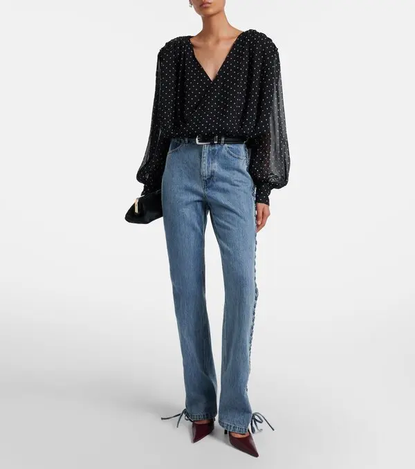 ROTATE BY BIRGER CHRISTENSEN Floral Ruched Blouse