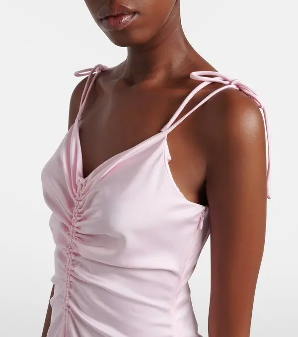 ROTATE BY BIRGER CHRISTENSEN Ruched Satin Maxi Dress