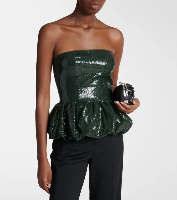ROTATE BY BIRGER CHRISTENSEN Sequined Peplum Top
