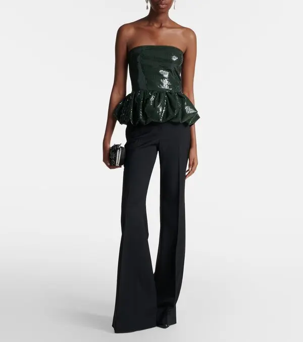 ROTATE BY BIRGER CHRISTENSEN Sequined Peplum Top