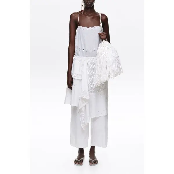Bimba Y Lola Embroidered Asymmetrical Handkerchief Jumpsuit - White