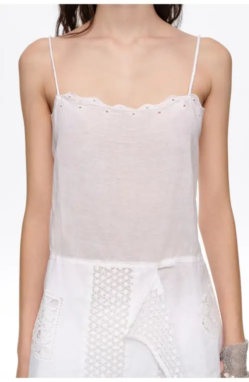 Bimba Y Lola Embroidered Asymmetric Handkerchief Hem Top