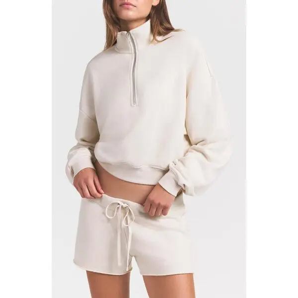 SKIMS Drapey French Terry Half Zip Pullover - Buff