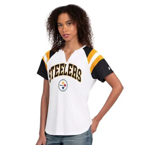 STARTER Pittsburgh Steelers Notch Neck T-shirt - White