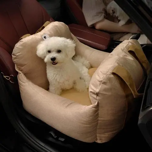 FUNNYFUZZY First Class Dog Car Seat Bed - Khaki