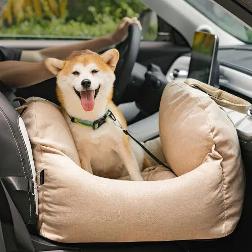 FUNNYFUZZY First Class Dog Car Seat Bed - Khaki