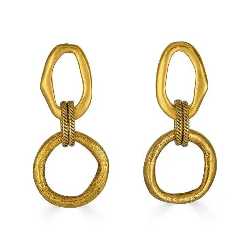 LONI PAUL JEWELRY Sculpted Circle Drop Earrings - Gold