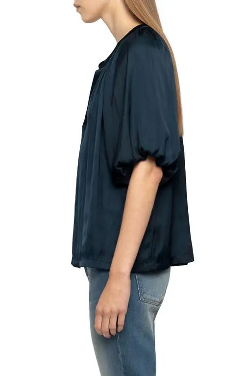 Zadig&Voltaire Teko Satin Top With Billowy Sleeves - Marine