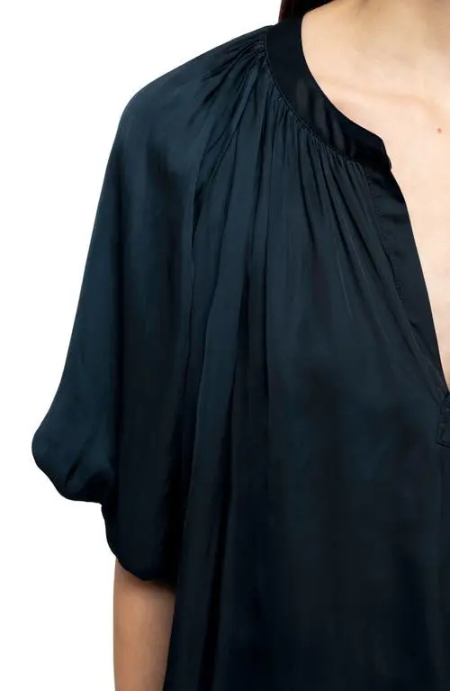 Zadig&Voltaire Teko Satin Top With Billowy Sleeves - Marine