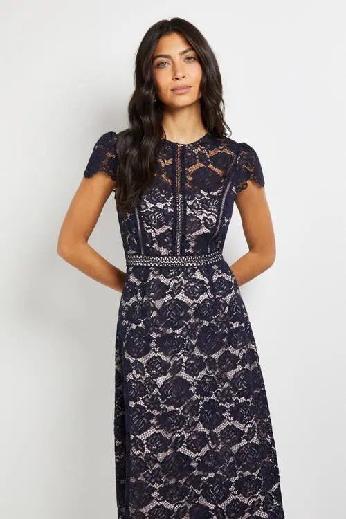 WALLIS Lace Fit And Flare Midi Dress