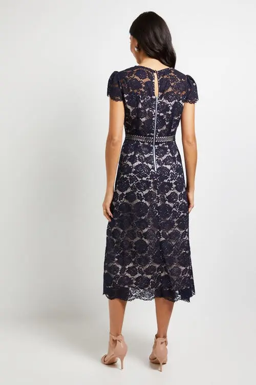WALLIS Lace Fit And Flare Midi Dress