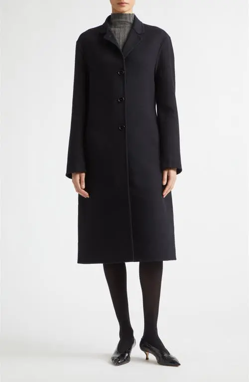JIL SANDER Slim Fit Double Face Cashmere & Virgin Wool Coat - Midnight