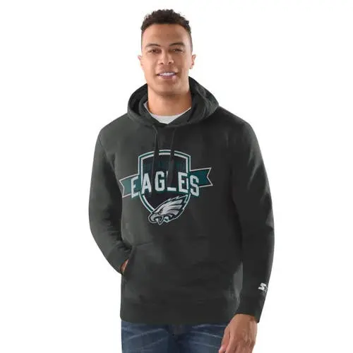 STARTER Philadelphia Eagles Vintage Pullover Hoodie By - Charcoal