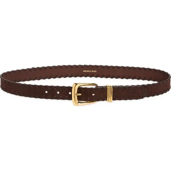 Veronica Beard Whipstitch Suede Belt - Espresso