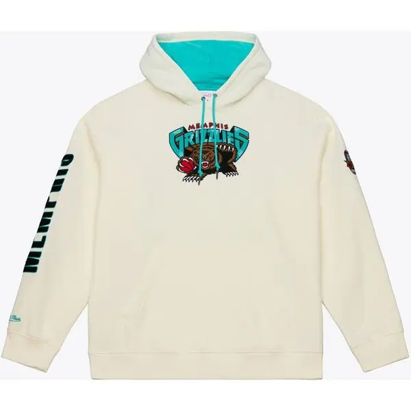 Mitchell & Ness Memphis Grizzlies Chainstitch Premium Fleece Hoodie - Cream