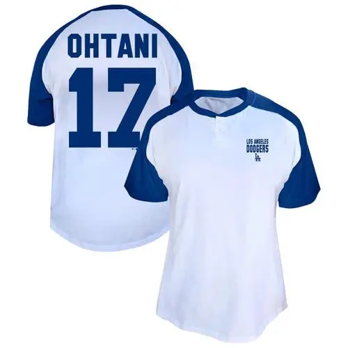 Profile Shohei Ohtani Los Angeles Dodgers Name & Number Raglan Henley T-shirt - White