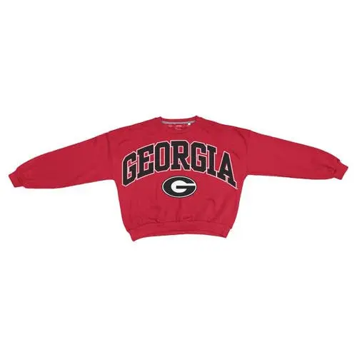 PRESSBOX Georgia Bulldogs Oversized Crewneck Sweatshirt - Red