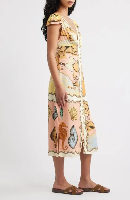 Farm Rio Mixed Scarf Print Voile Dress