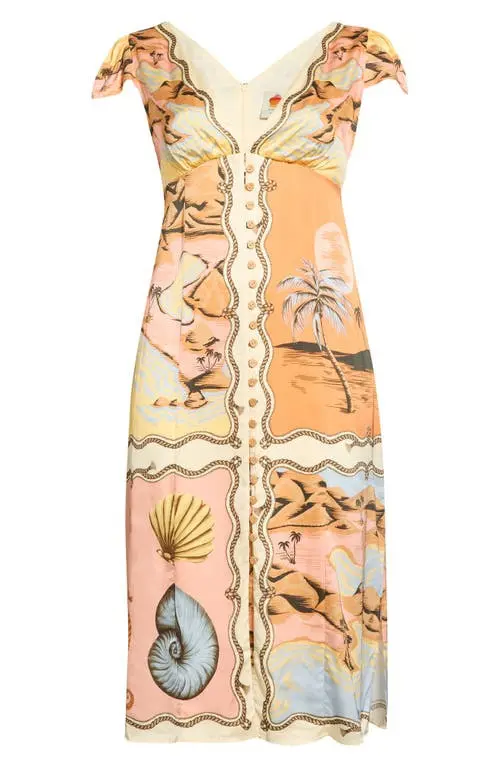 Farm Rio Mixed Scarf Print Voile Dress