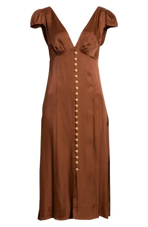 Farm Rio Mixed Scarf Print Voile Dress - Brown
