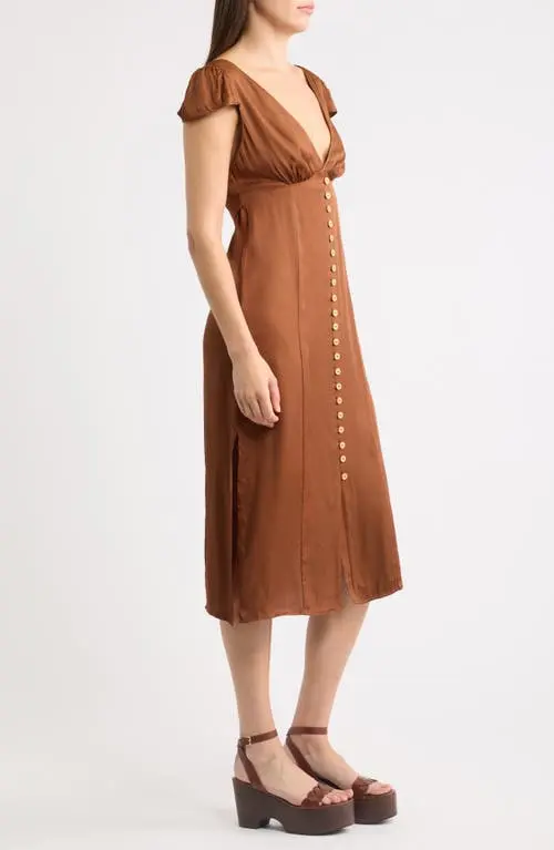 Farm Rio Mixed Scarf Print Voile Dress - Brown