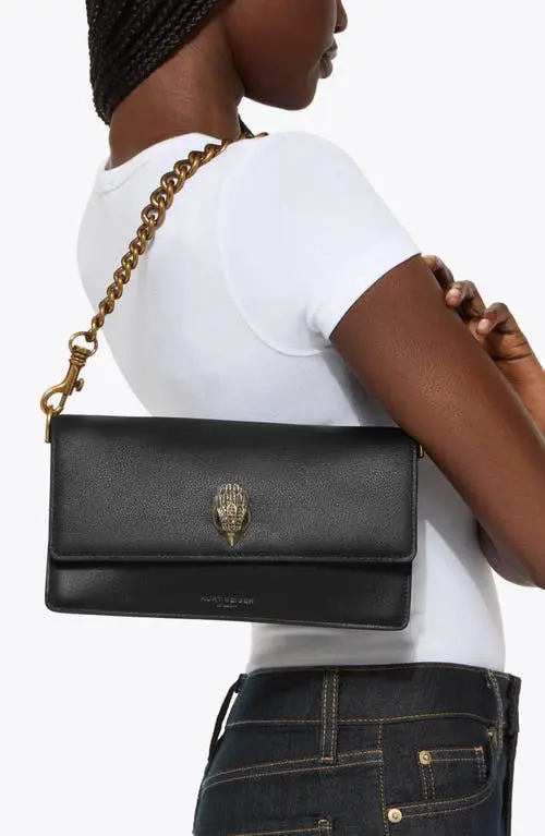 Kurt Geiger Shoreditch Soft Leather Shoulder Bag With Embellished Eagle Head And Printed Scarf