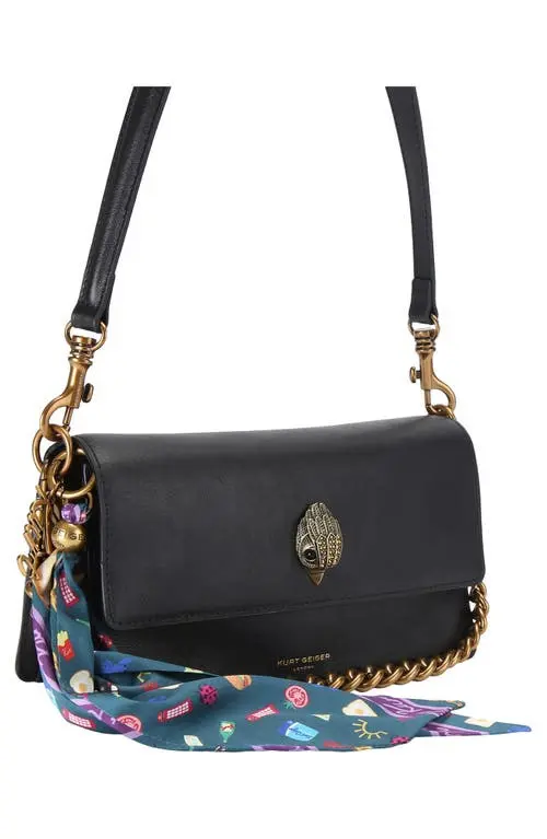 Kurt Geiger Shoreditch Soft Leather Shoulder Bag With Embellished Eagle Head And Printed Scarf