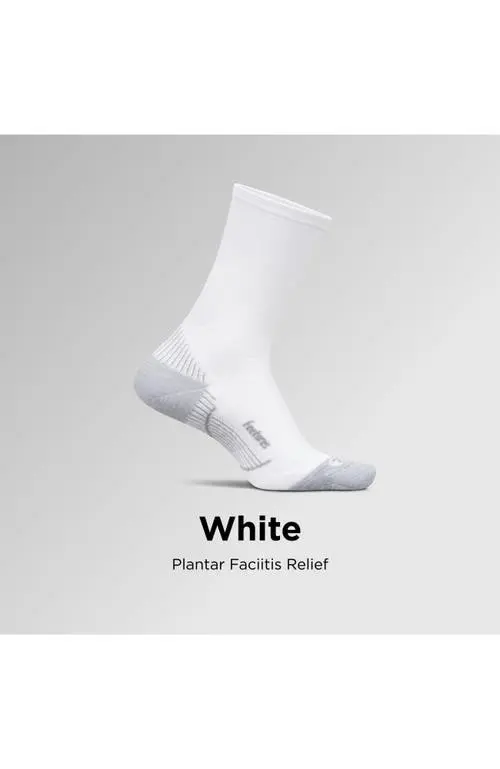 FEETURES Plantar Fasciitis Relief Light Cushion Mini Crew Socks - White