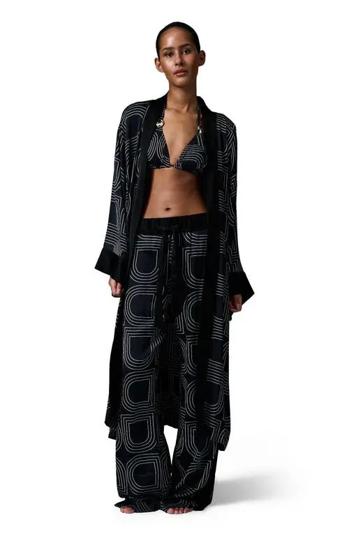 Day Birger Et Mikkelsen Rani Geometric Print Maxi Length Robe - Black