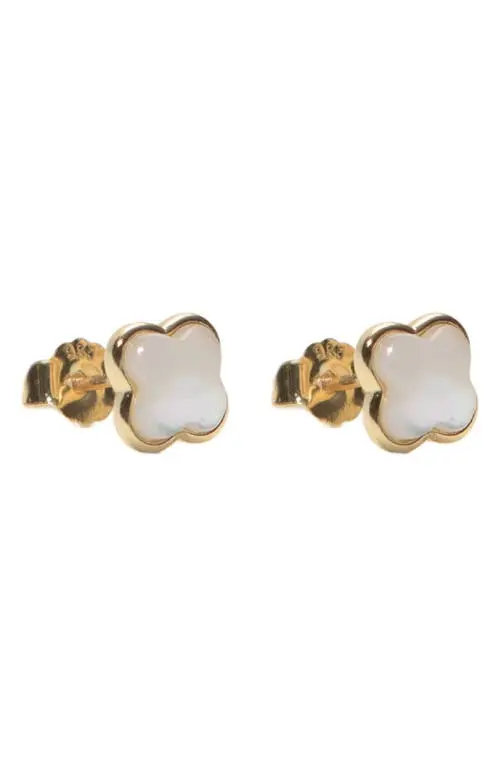 Argento Vivo Mother-of-pearl Clover Stud Earrings In 18k Plate - Gold
