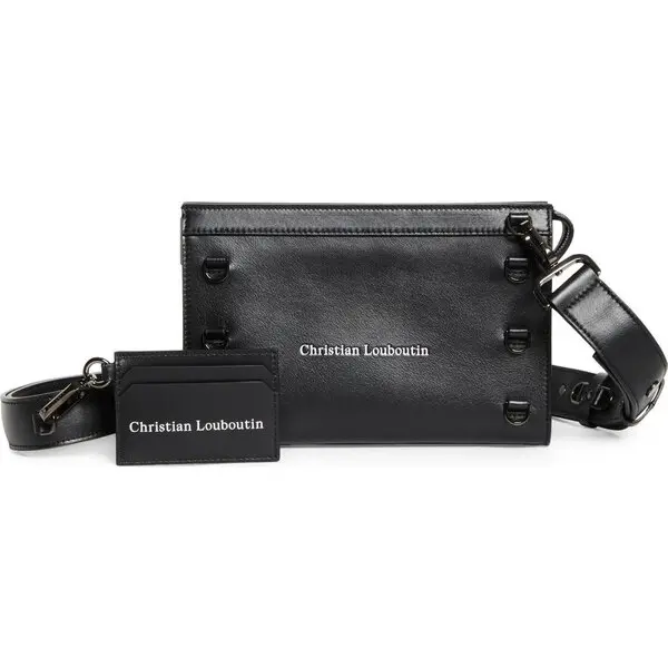 CHRISTIAN LOUBOUTIN Mini Stoic Calfskin Leather Crossbody Bag - Black