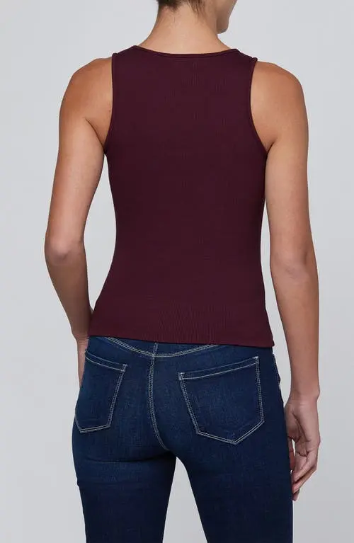 L'Agence Adira Ribbed Scoop Neck Tank - Deep Sangria