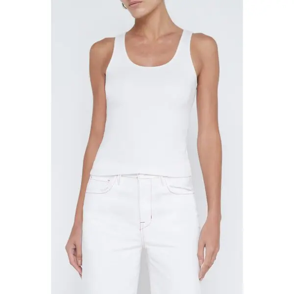 L'AGENCE Adira Ribbed Scoop Neck Tank - White