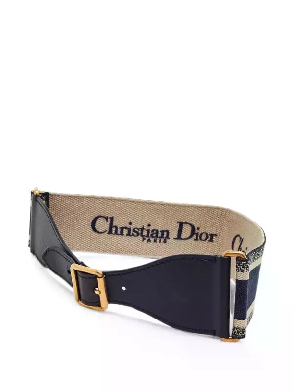 Dior Embroidered Canvas Belt - Blue