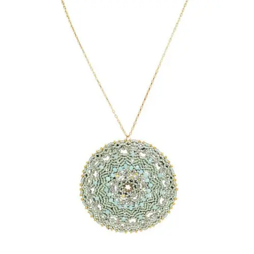 MADISON BEVERLY HILLS Statement Mandala Medallion Necklace - Blue
