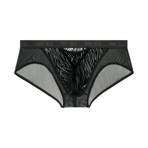 HOM Woh Personal Allure Tiger Print Mini Briefs - Black
