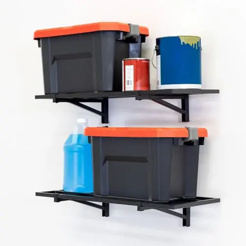 STOREYOUR 1' X 2' Bristol Garage Wall Mount Shelves | 2 Pack | - Black