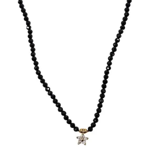 MADISON BEVERLY HILLS Onyx Star Charm Beaded Necklace - Black