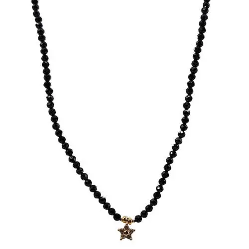 MADISON BEVERLY HILLS Onyx Star Charm Beaded Necklace