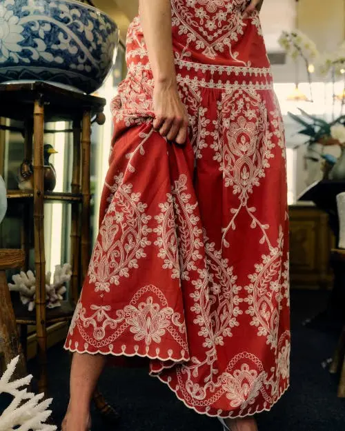 CARTOLINA Adair Embroidery Midi Dress - Saffron