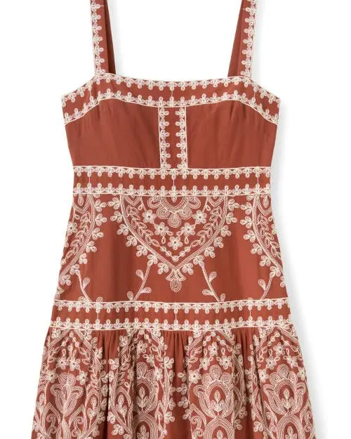 CARTOLINA Adair Embroidery Midi Dress - Saffron