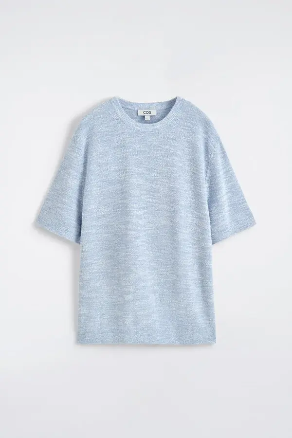 Cos Relaxed Bouclé-knit T-shirt - Blue