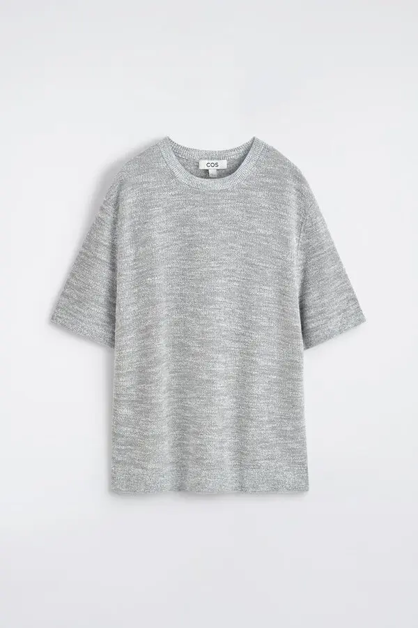 Cos Relaxed Bouclé-knit T-shirt - Gray