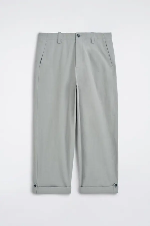 Cos Relaxed-fit Straight-leg Cuffed Pants - Gray