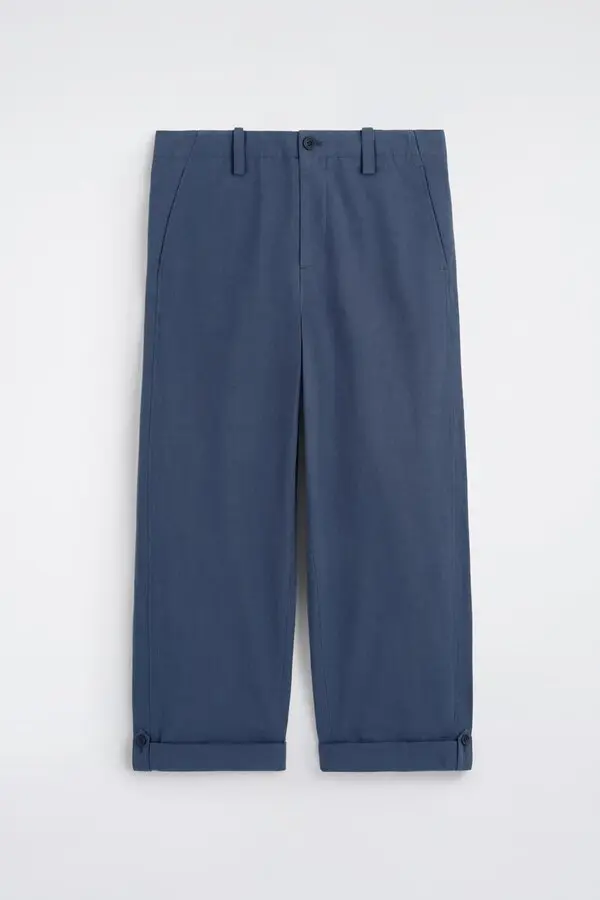 Cos Relaxed-fit Straight-leg Cuffed Pants - Navy